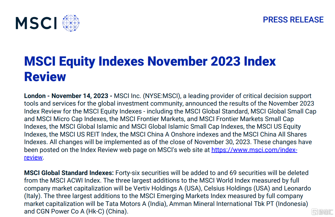 MSCI名單大調整！新納入歐菲光、拓維信息等，本月30日生效 - SL886 日誌